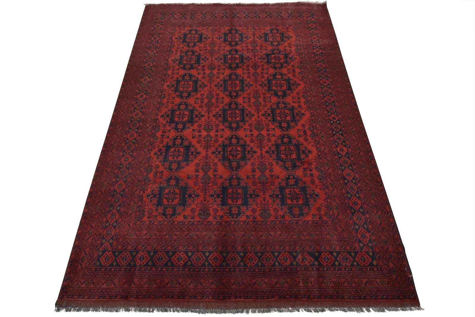 Turkmen Rug 6'10'' x 10'2'' Red Wool Tribal Hand-Knotted Oriental ...