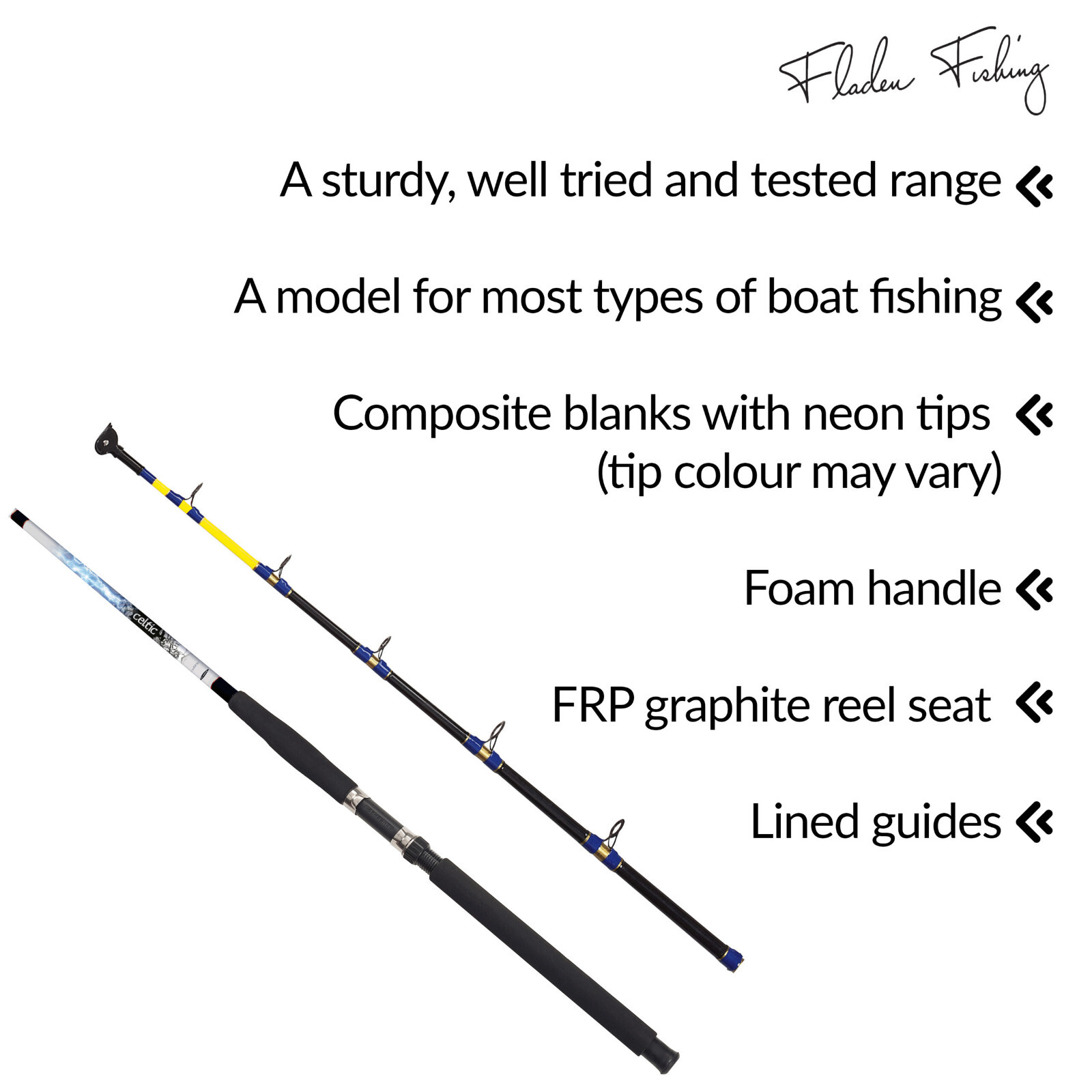 Fladen 7ft Celtic Boat Fishing Rod With Roller Tip Sea Fishing Tackle ...