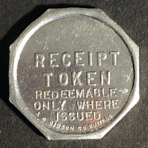 A.C. Gibson Co. 2300 Genesee St. Buffalo Alum. Receipt Token Octagon 22 ...