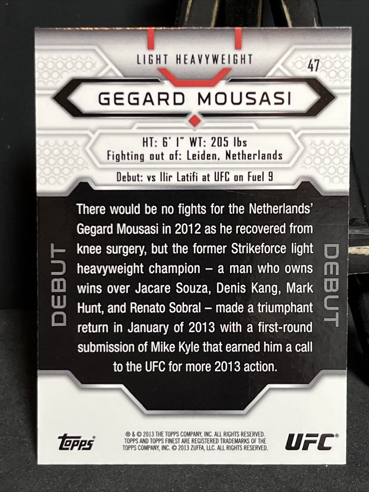 Rookie Mma Card 2013 Topps UFC Finest Gegard Mousasi #47 FREE same Day ...
