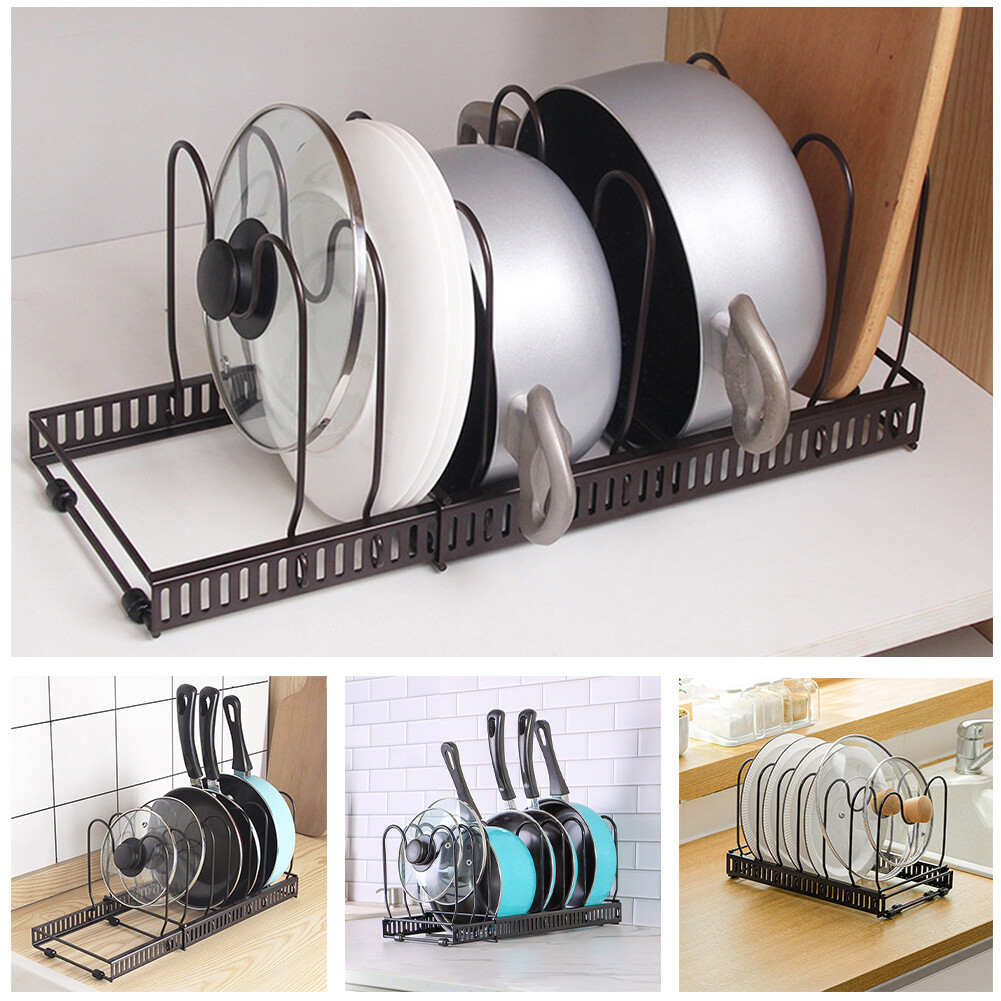 7/10 Tier Expandable Kitchen Pan Stand Saucepan Pot Rack Cupboard ...