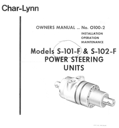 Char-Lynn Model S-101-F & S-102-F Power Steering Unit Owner's Manual No ...