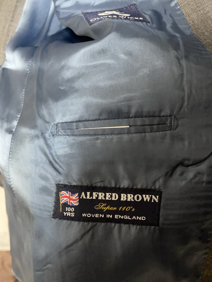 Oliver Wicks Suit Men 44R Bespoke 2B England Wool Super 110 Surgeon ...