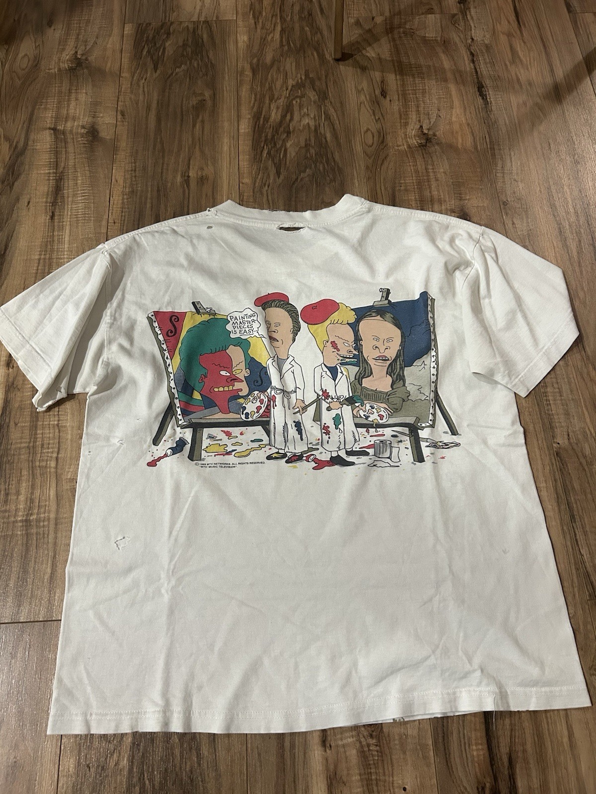 1995 Beavis And Butthead Shirt Mina Lisa Picasso Art … - Gem