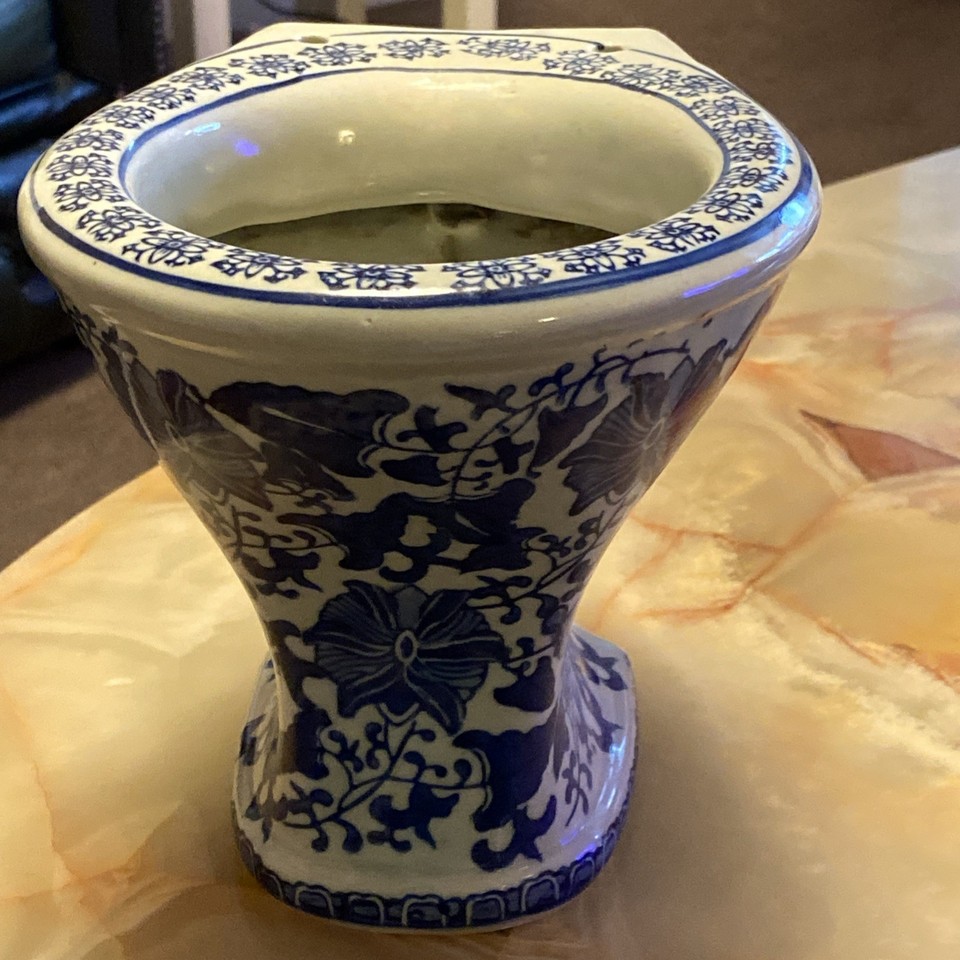 Vintage Chinese Ceramic Sample Toilet . Blue & White Signed Ideal ...