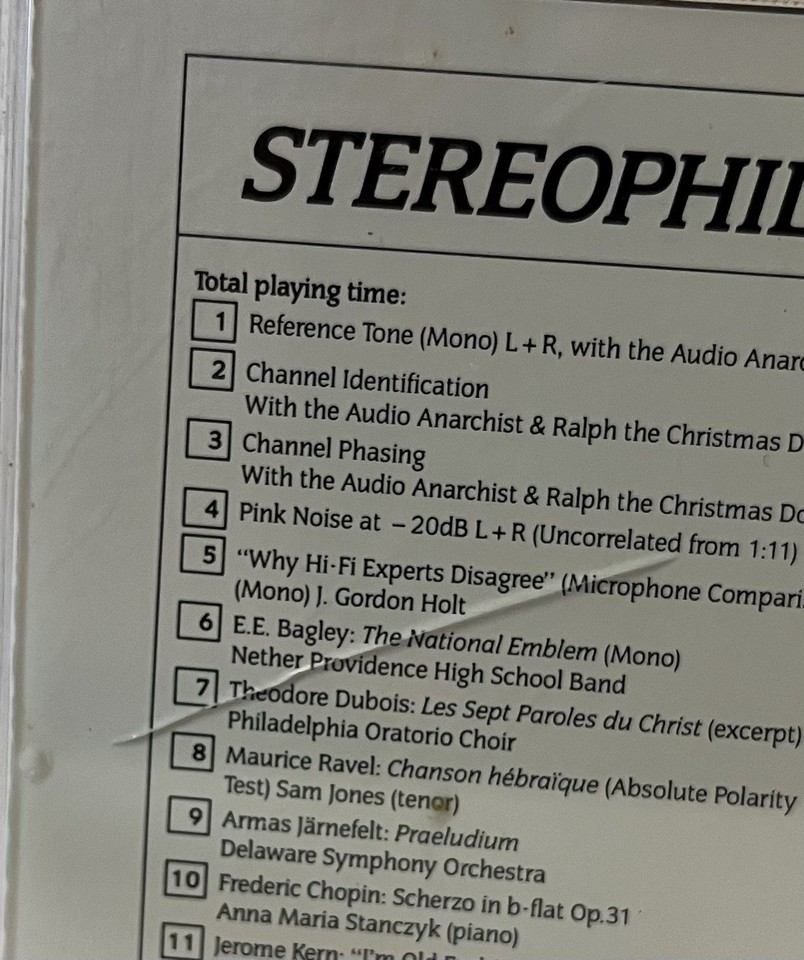 Stereophile TEST CD 1 1990 Audiophile technical signal Vtg | eBay