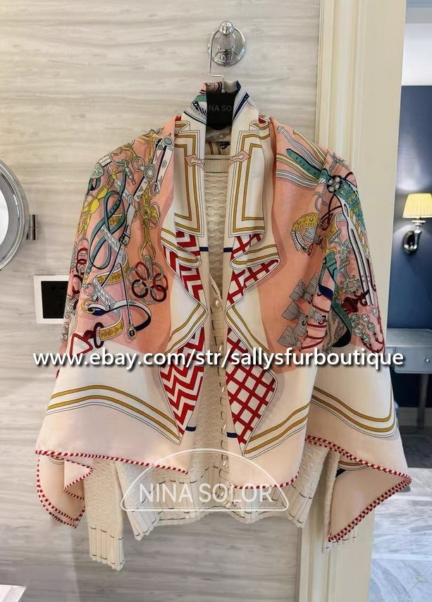 Sallys 70% Cashmere 30% Silk Wrap Scarf Geometric Print Double Face ...