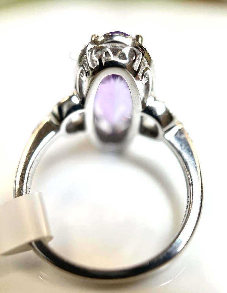 14kt White Gold Purple Gem and White Gem ring With Filigree Sz 6.75 | eBay