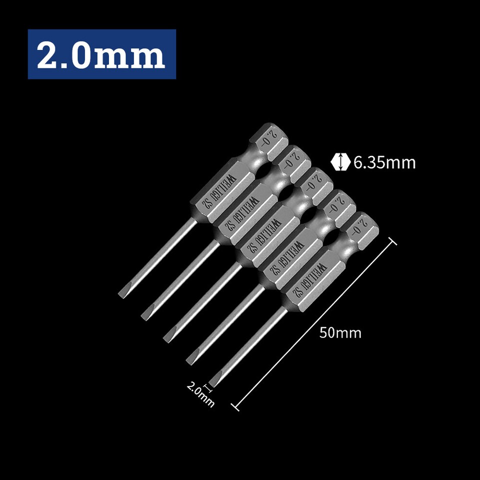 Slotted Tip Magnetic Flat Head Screwdriver Bits 1/4" Hex Shank Screw ...