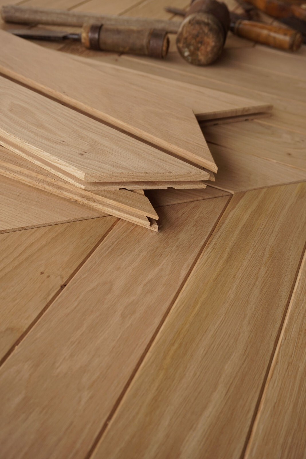 17" French Chevron Oak Low Profile 16mm Solid Wood Presanded Parquet ...