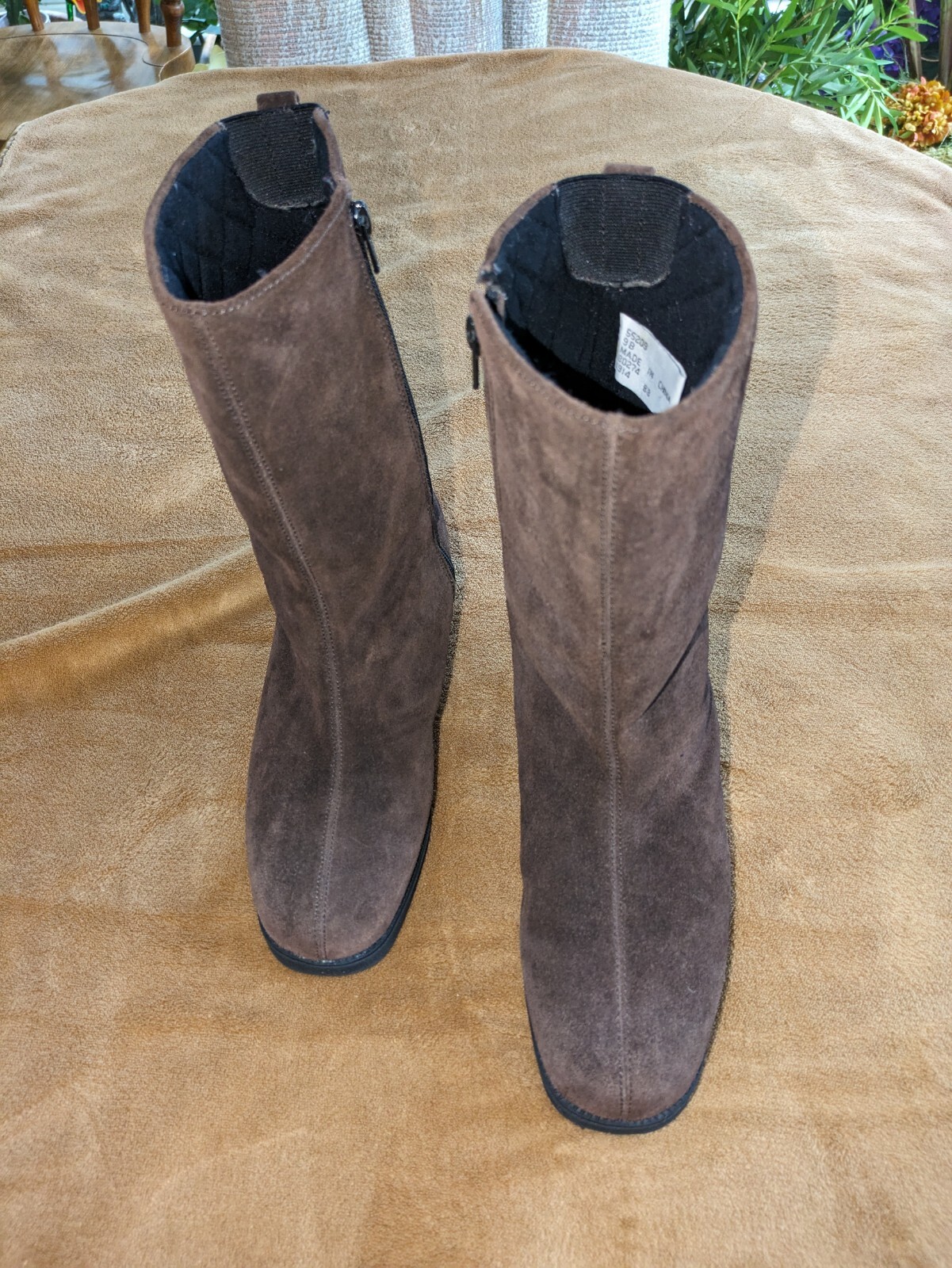 Lands End brown suede mid calf women's boot, 9B | eBay