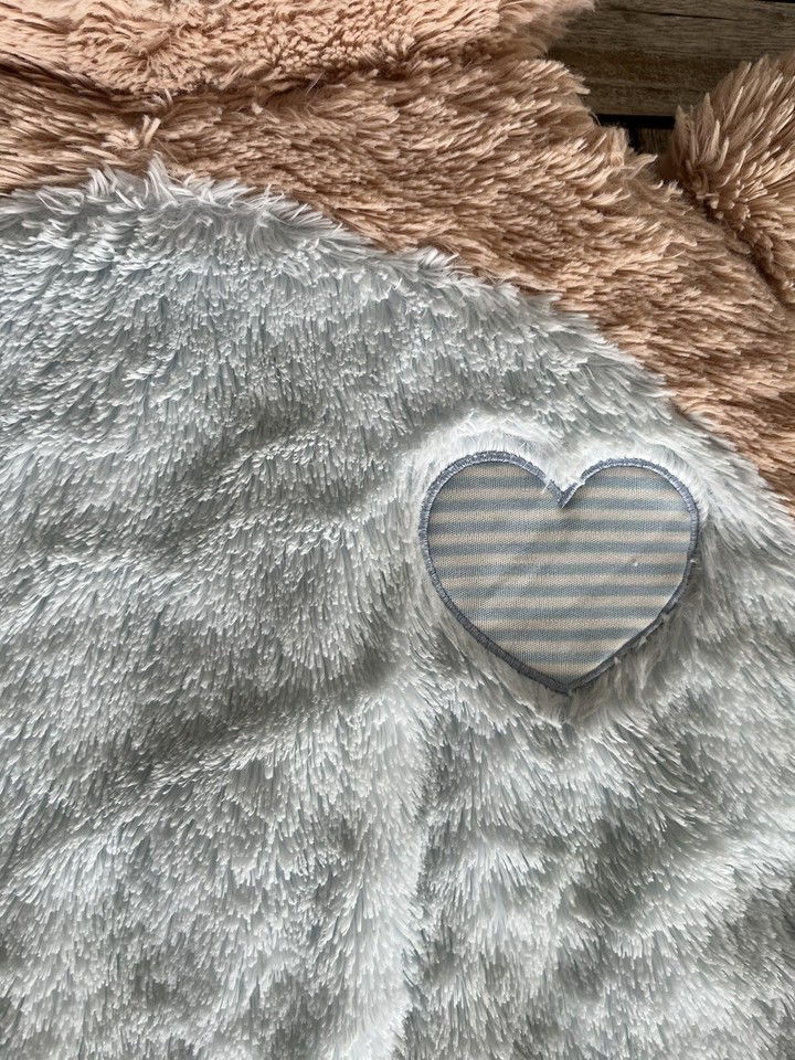 Mary Meyer Teddy Bear Heart Baby Mat 32” Play Brown Blue Plush Soft | eBay