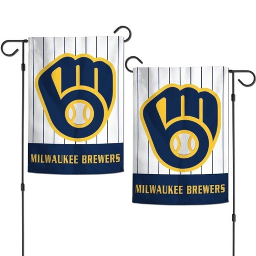 MILWAUKEE BREWERS 2 SIDED EMBROIDERED APPLIQUE GARDEN FLAG 12.5"X18 ...