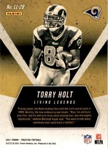 TORRY HOLT 2021 PRESTIGE LIVING LEGENDS Insert Card #28 ST LOUIS RAMS ...