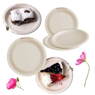 GRACZ plate bagasse with a rim 7 inches/5 packs 40 pieces Biodegradable ...