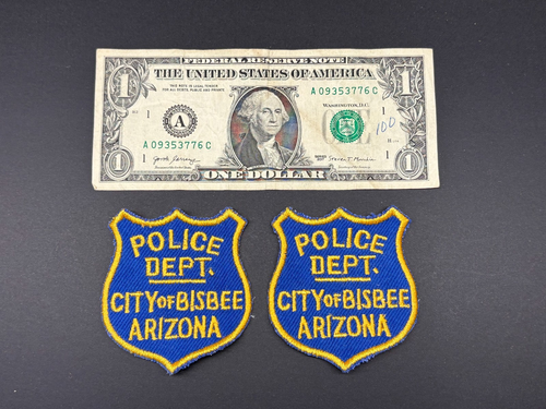 VTG/OBSOLETE "POLICE DEPT CITY OF BISBEE AZ" SEW-ON PATCHES, (UNSEWN) SET OF 2 | eBay