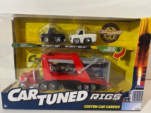 Car Tuned Rigs Custom Car Carrier w/ 2 Cars ‘87 Chevy C10 & ‘90 Chevy ...