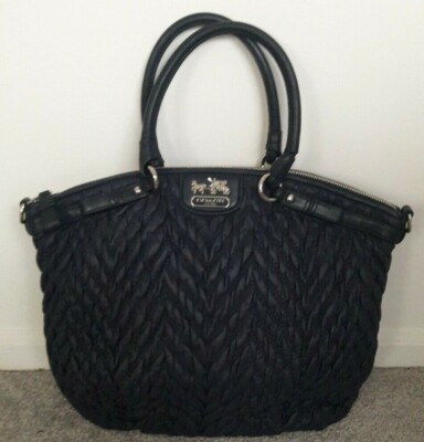 COACH MADISON NYLON CHEVRON QUILTED ANNIVERSARY BAG PURSE 18634 DARK ...