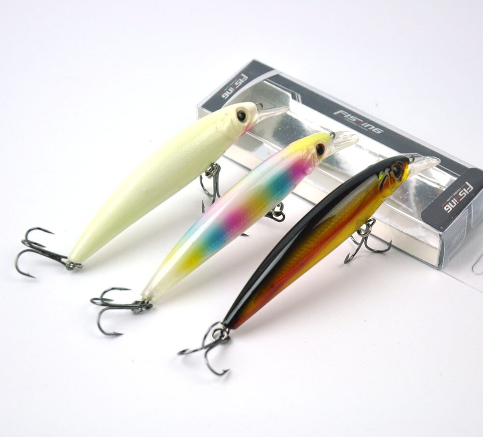 50Pcs 11cm 15g Minnow Bass Hard Fishing Lures Flat Fish Crankbait Hooks ...