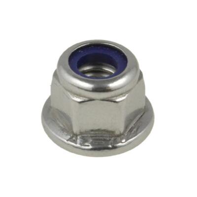 Pack of 50 Stainless A2 304 Flange Nyloc Nut M4 x 0.70p Stop Polymer ...