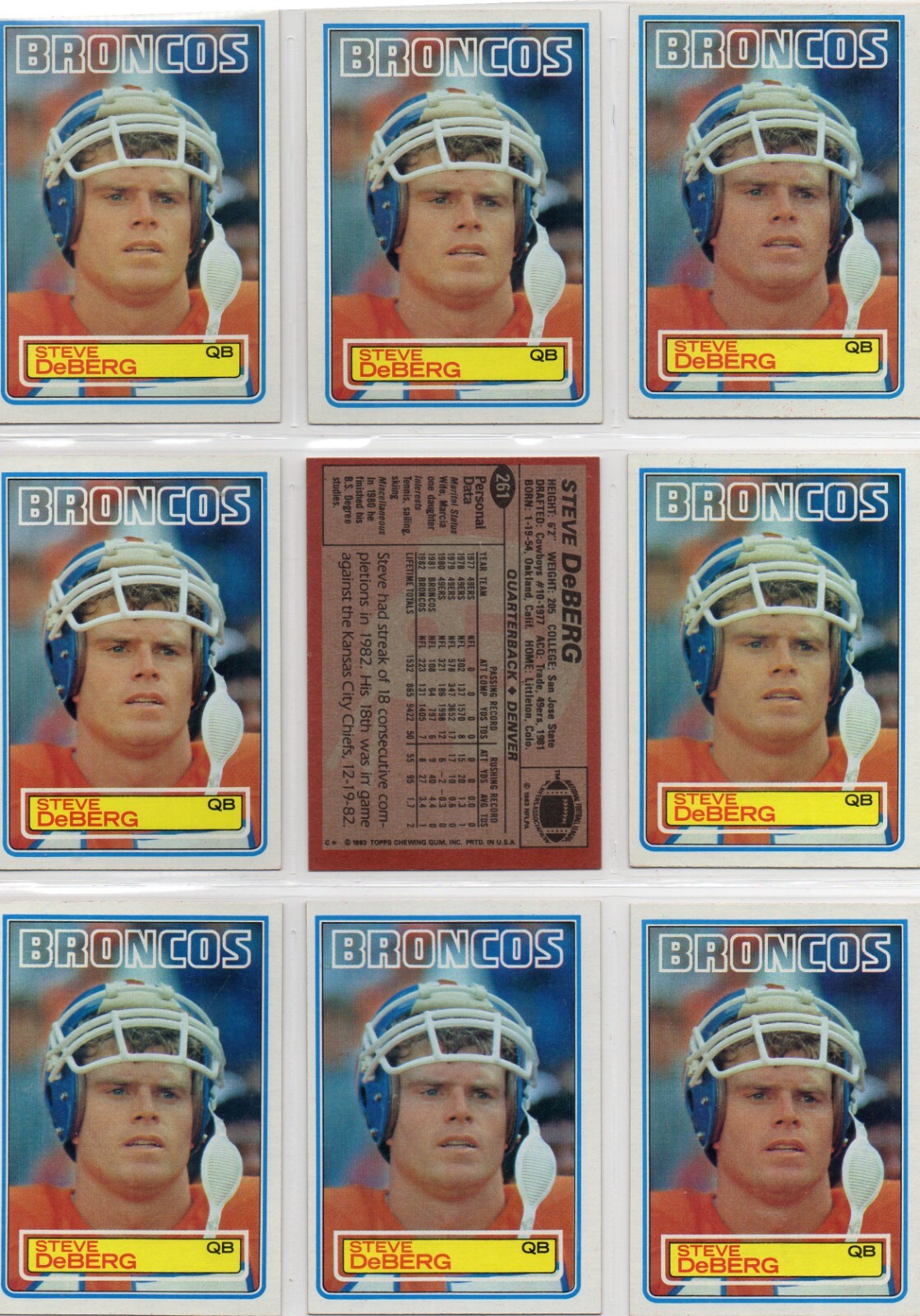 1983 TOPPS 261 STEVE DEBERG BRONCOS | eBay