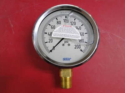 Wika Type 233.53 Pressure Gauge Lower Back Mount 0-200 Psi 4" - 1/2 ...