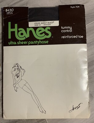 Hanes Pantyhose Ultra Sheer Size B Barely Black Vtg Style 709 Tummy ...
