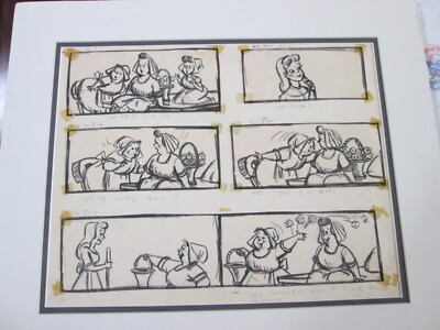 Sleeping Beauty 5 Storyboards cel Drawing Disney 1959 Briar Rose with ...