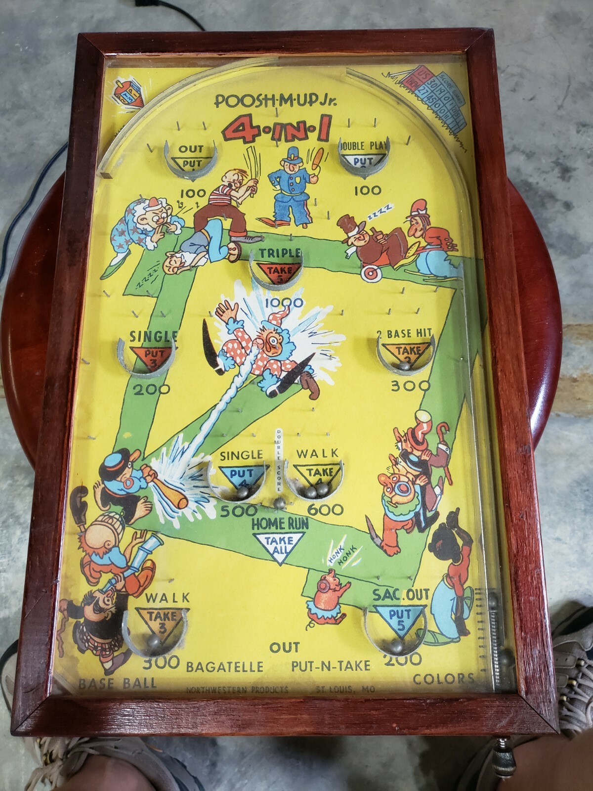Vintage 50s Pinball Tin Wood Game Poosh M Up USA Game Northwestern ...