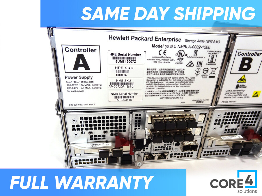NEW HPE NIMBLE AF40 138TB ALL FLASH ARRAY (24x1.92TB, 24x3.84TB SSD ...