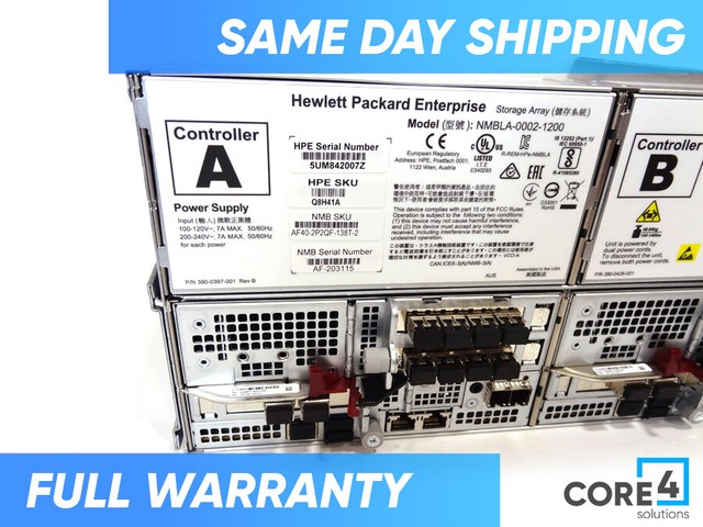 HP AF40-2P2QF-138T-2 HPE NIMBLE STORAGE AF40 ALL FLASH 138TB 24x1.92 ...