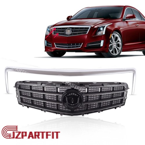 Fits 2013-2014 Cadillac ATS Front Bumper Grille&Upper Trim Satin Nickel ...