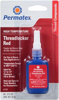 Permatex High Temperature Threadlocker Red Up To 450F Removable w/Heat ...