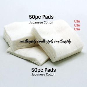 PREMIUM Japanese Organic Cotton [ 50 PADS ] 100% Unbleached Natural USA ...
