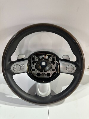 MINI COOPER STEERING WHEEL LEATHER, R55/R56/R57, WOODGRAIN, W/ PADDLE ...