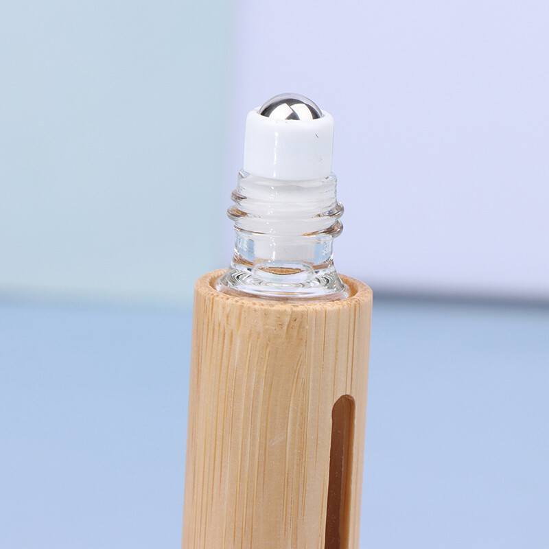 Empty Bamboo Lid Steel Ball Roller Essential Oil Portable Jar Perfume ...