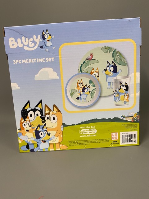 Official Bluey Merchandise 3 Piece Meal Time Plate Bowl & Cup Melamine ...