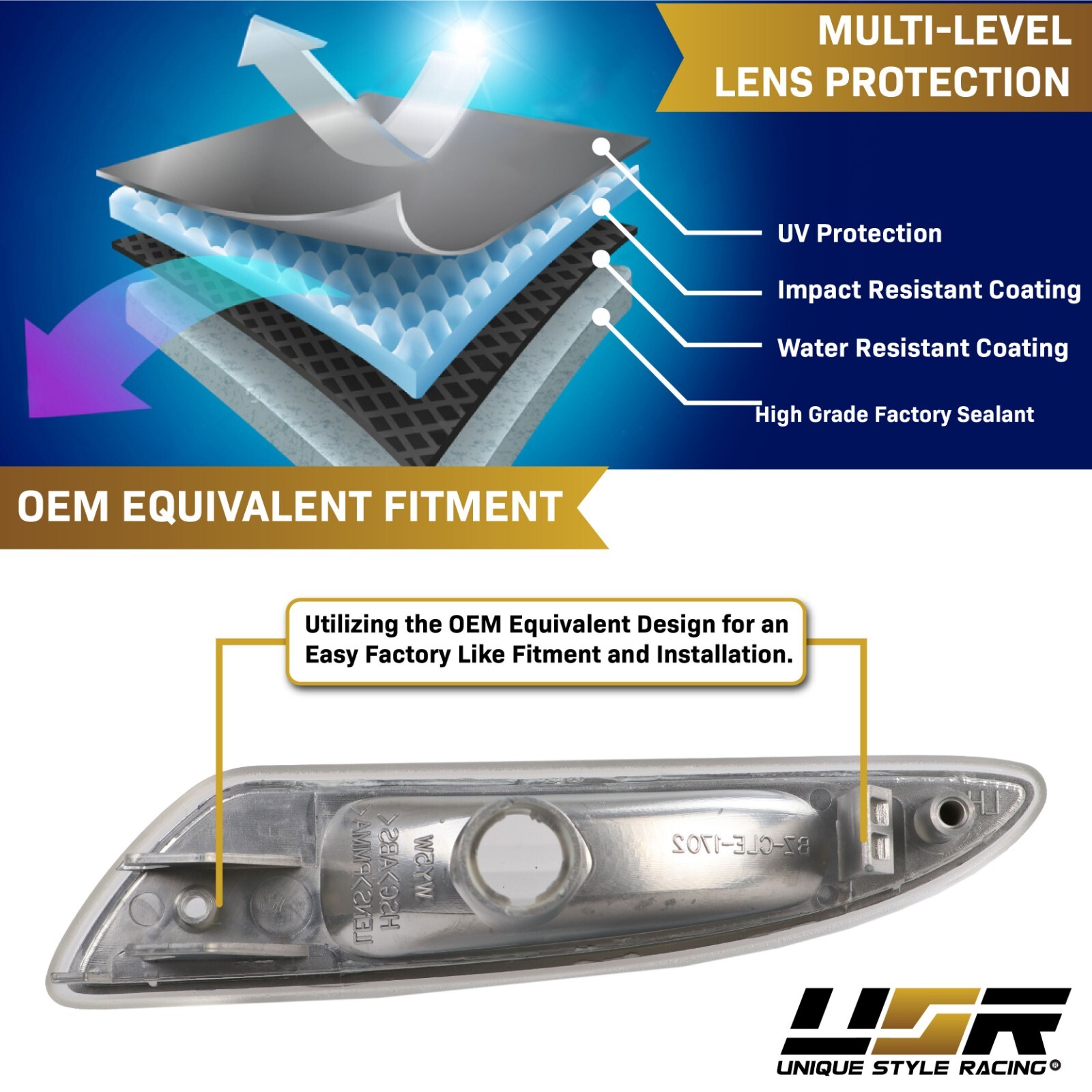 Clear Bumper Side Marker Lights Pair For 2007-2008 Mercedes Benz R230 ...