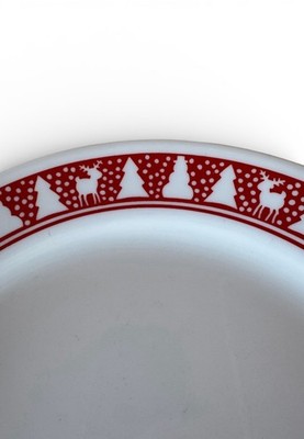 4 Vintage Corelle WINTER FESTIVAL Dinner PLATES Red Christmas Tree ...