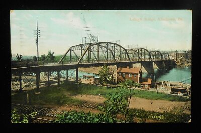 1908 Lehigh Bridge Railroad Tracks River Allentown PA Lehigh Co ...