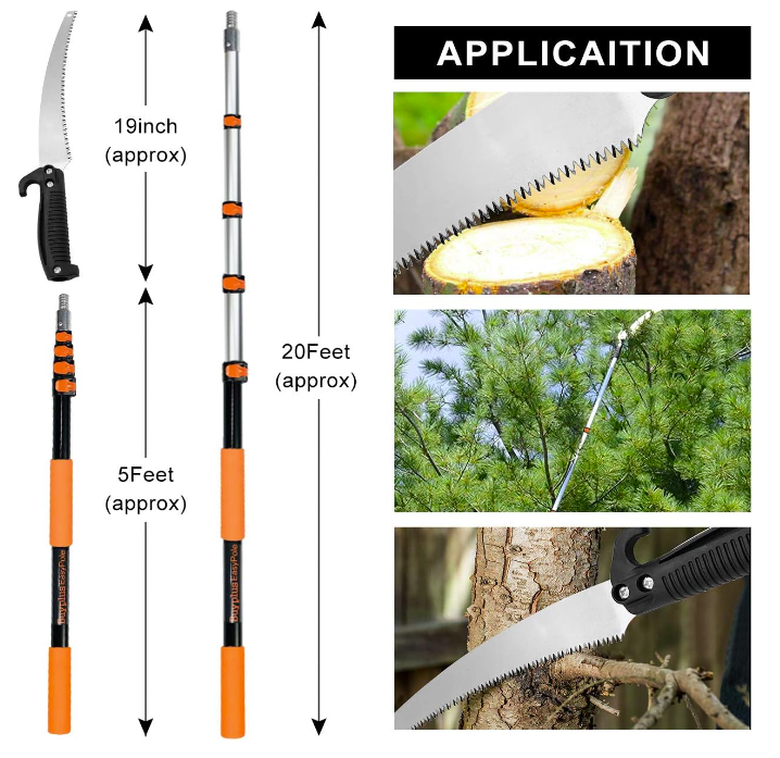 Manual Pruning Pole Saw 20 Ft Hand Pruning Saw for Tree Trimming ...