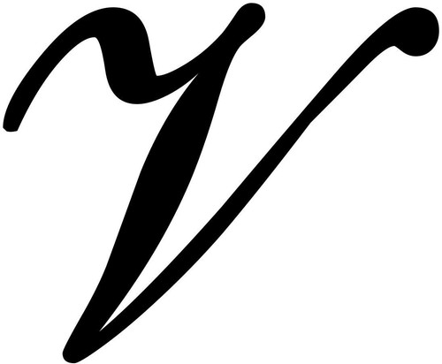 Script Letter V Initial Vinyl Sticker Decal Monogram Elegant Font ...