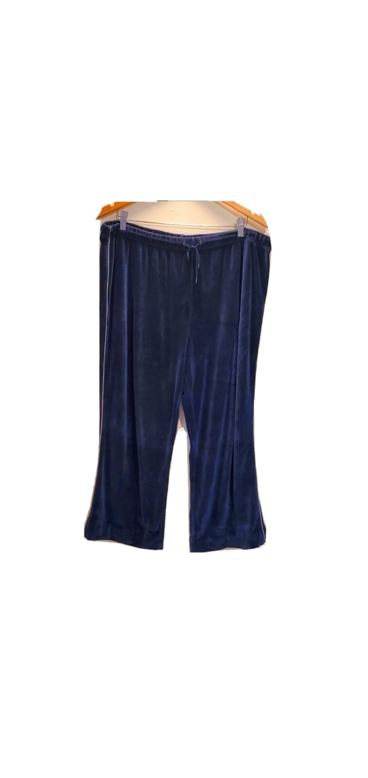 RAFAELLA VELOUR BLUE PULL UP PANTS WITH GRAY SIDE S… - Gem