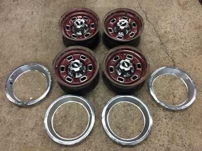Set of 4 Original Camaro Nova 14X7 Rally Wheels Rims w/ Trim K-1-8-4-20 ...