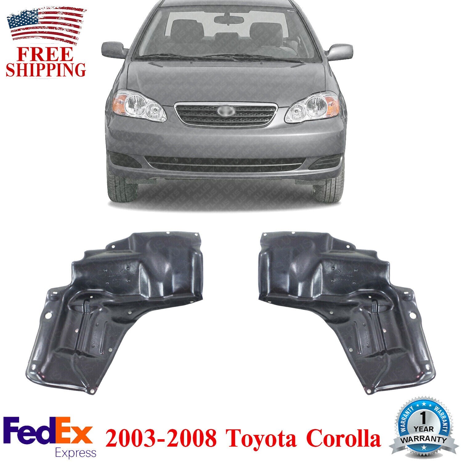 Engine Splash Shield Under Cover Left And Right Side For 2003-08 Toyota ...