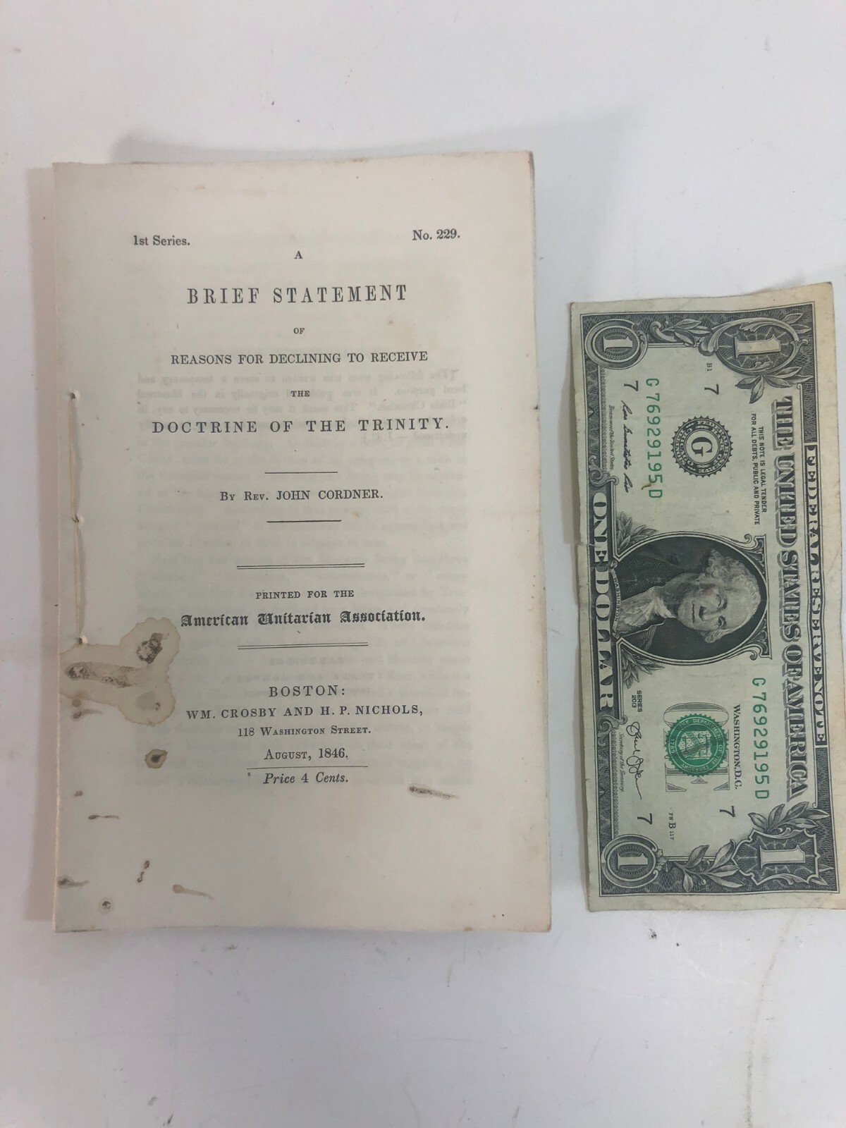 Antique 1846 "Doctrine of the Trinity" John Cordner BOSTON: Crosby ...