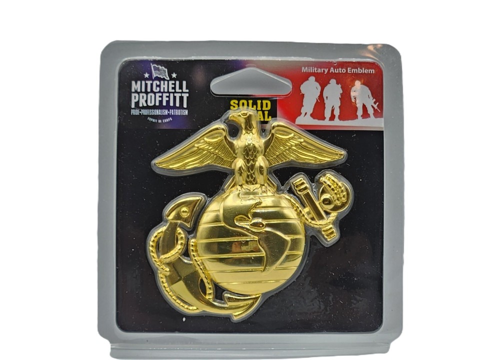 U.S. Marine Corps EGA Gold Metal Auto Emblem 3.25 X 3.25 in (Licensed ...