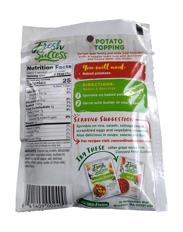 4Pk Original Potato Topping 1.1oz Packets Fresh Vegetables No ...