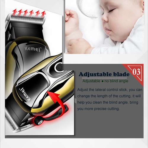 Kemei Hair Barber Professional Trimmer Clipper Machine Kit Haircut ...