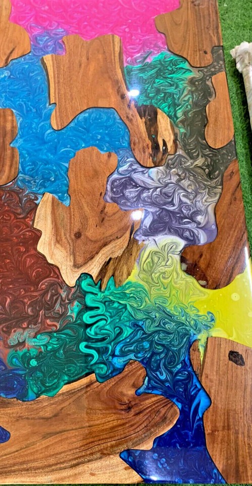 Custom Order Epoxy Table, Multi Colour Resin Epoxy Table Wooden Table ...